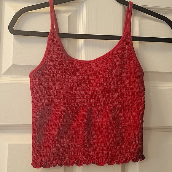 Hollister | Tops | Red Hollister Size Small Elastic Ruched Stretchy ...